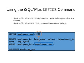 Restricting and sorting data | PPT | Databases | Computer Software and Applications