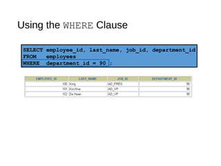 Restricting and sorting data | PPT | Databases | Computer Software and Applications