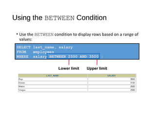 Restricting and sorting data | PPT | Databases | Computer Software and Applications