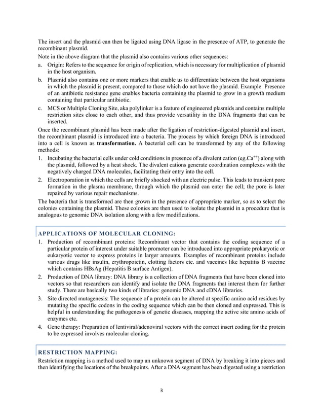 Restriction Digestion and its Applications | PDF