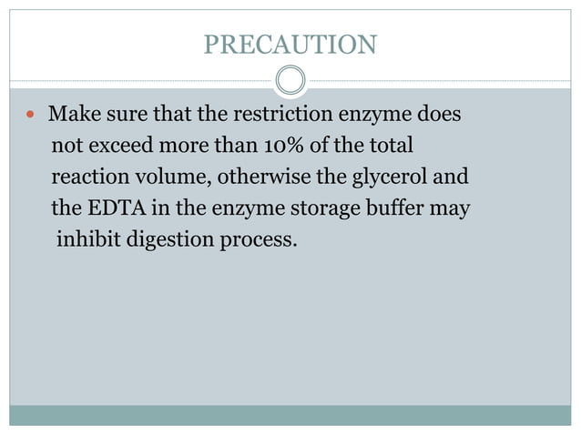 Restriction enzyme digestion | PPTX | Genetics | Science