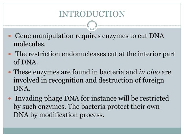 Restriction enzyme digestion | PPTX | Genetics | Science
