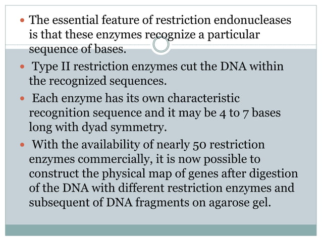 Restriction enzyme digestion | PPTX | Genetics | Science