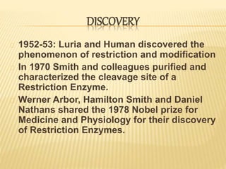 Restriction enzymes treatment of DNA | PPTX