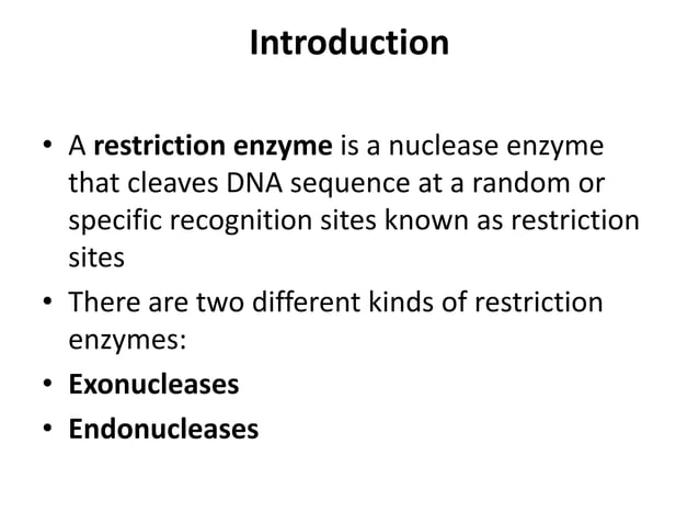 Restriction enzymes and their categories | PPTX