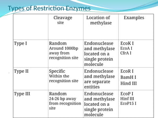 Restriction Enzymes types and uses PPT.ppt