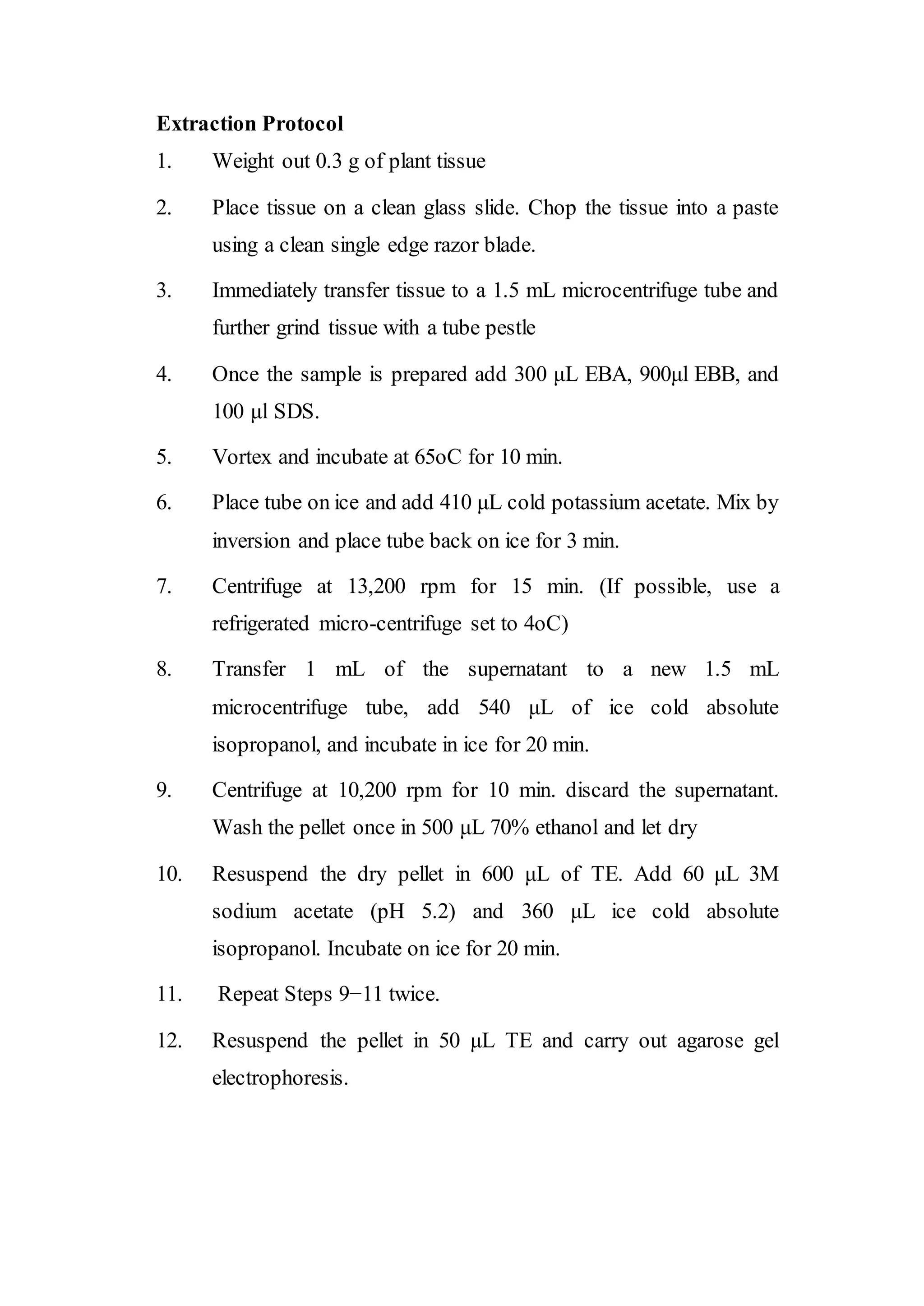 DNA Extraction & PCR protocol | DOCX