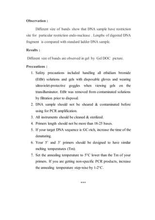 DNA Extraction & PCR protocol | DOCX