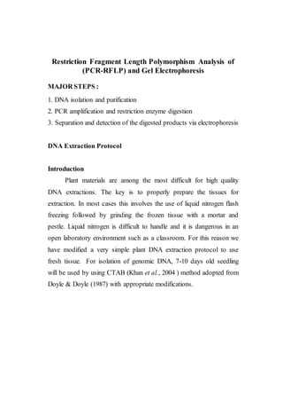 DNA Extraction & PCR protocol | DOCX | Chemistry | Science