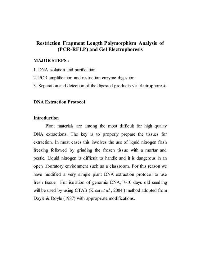 DNA Extraction & PCR protocol | DOCX | Chemistry | Science