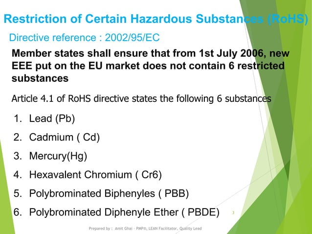 Restriction of hazardous substances - an overview | PDF | Chemistry ...