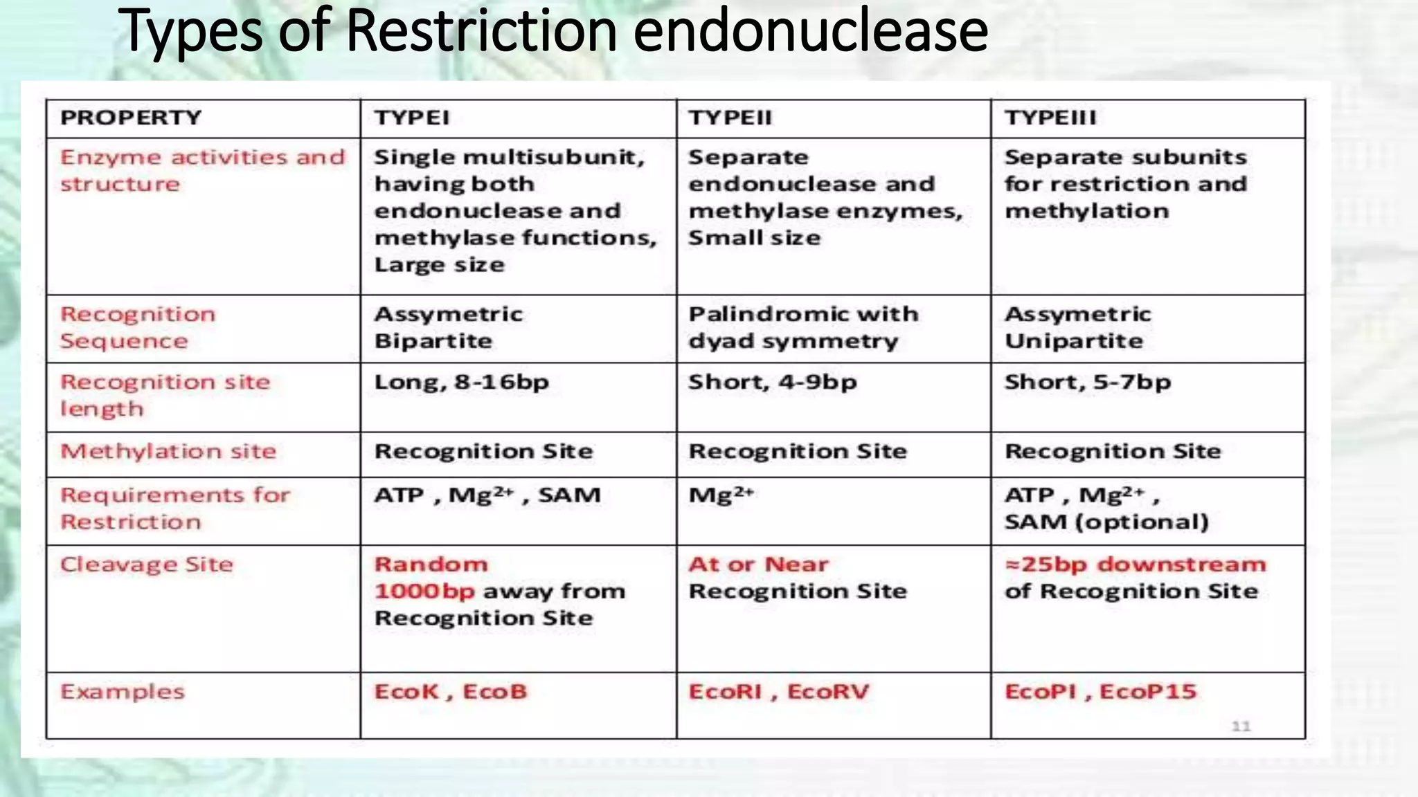 Restrictions endonuclease | PPTX