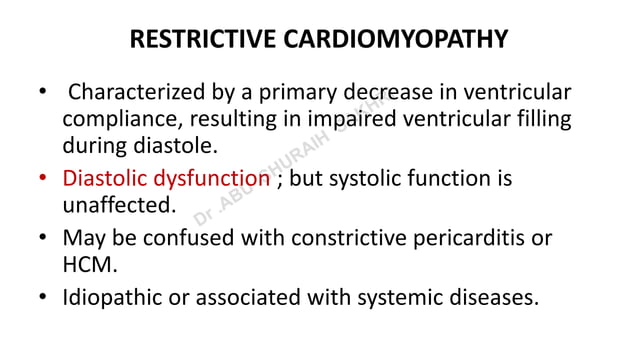Restrictive cardiomyopathy | PPTX