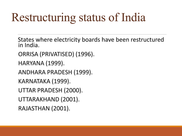 Restructuring and deregulation of INDIAN POWER SECTOR | PPTX