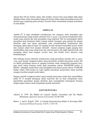 RESTRUKTURISASI PERUSAHAAN DAN TEKNIK RESTRUKTURISASI | PDF