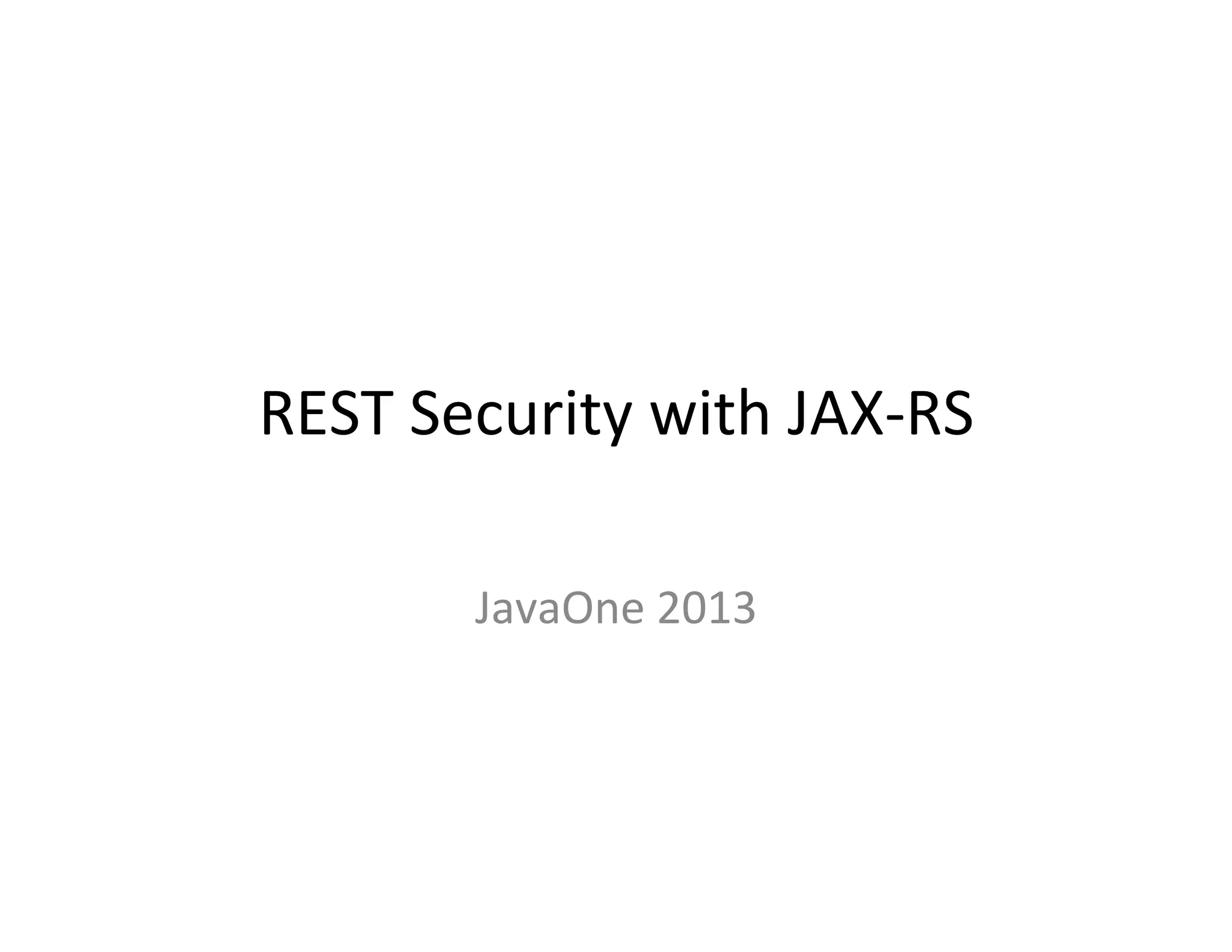 Rest Security with JAX-RS | PDF