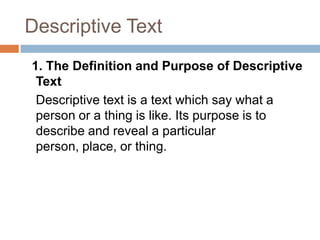 Power Point of Descriptive Text | PPTX