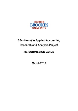 Resubmissionguide2010 | PDF | Undergraduate Education | College Education