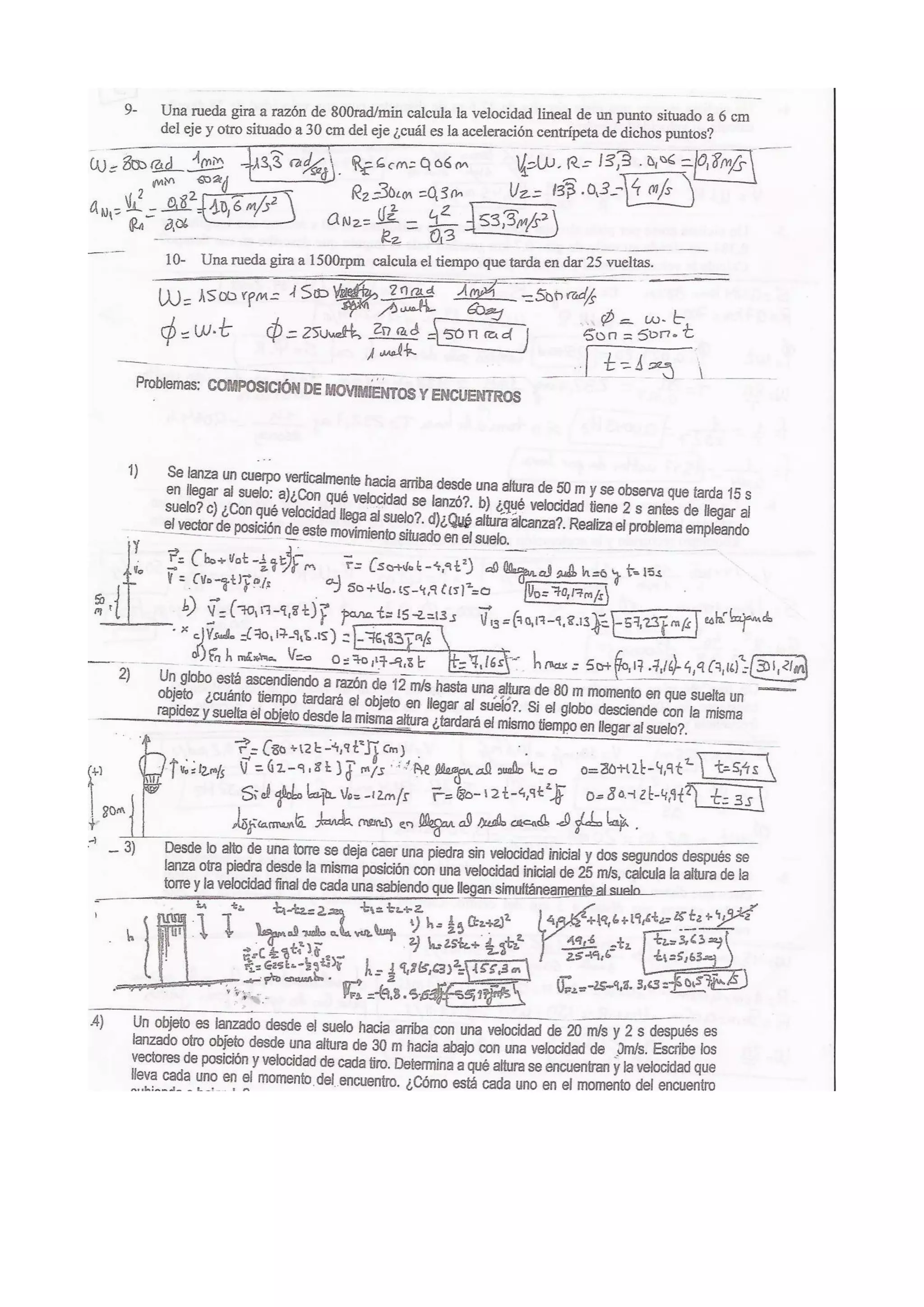 EJERCICIOS CINEMATICA | DOC