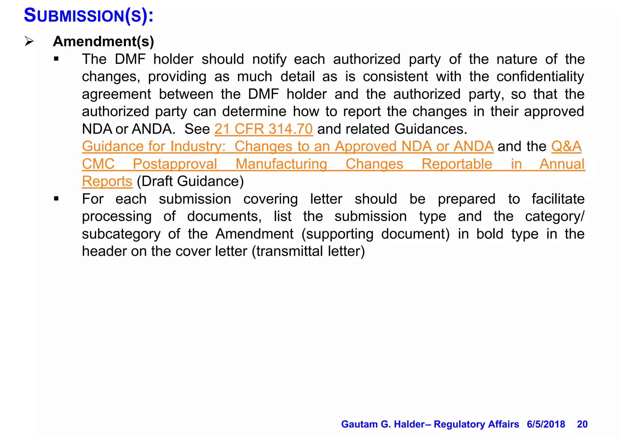 USDMF Preparation and Submissions | PDF
