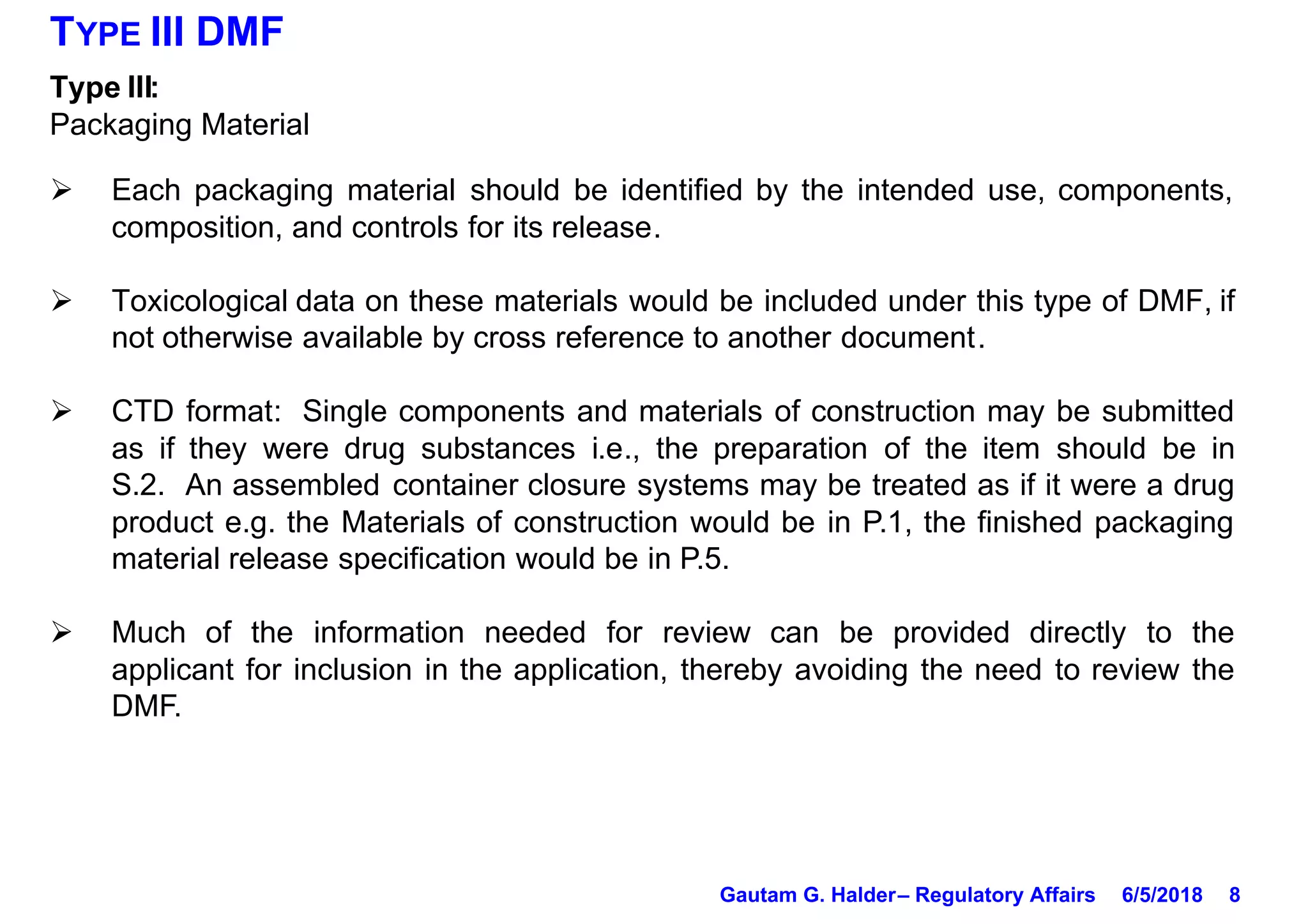 USDMF Preparation and Submissions | PDF