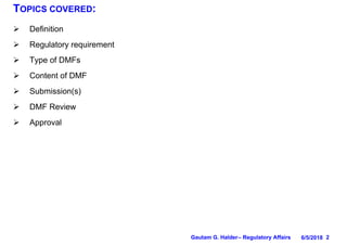 USDMF Preparation and Submissions | PDF