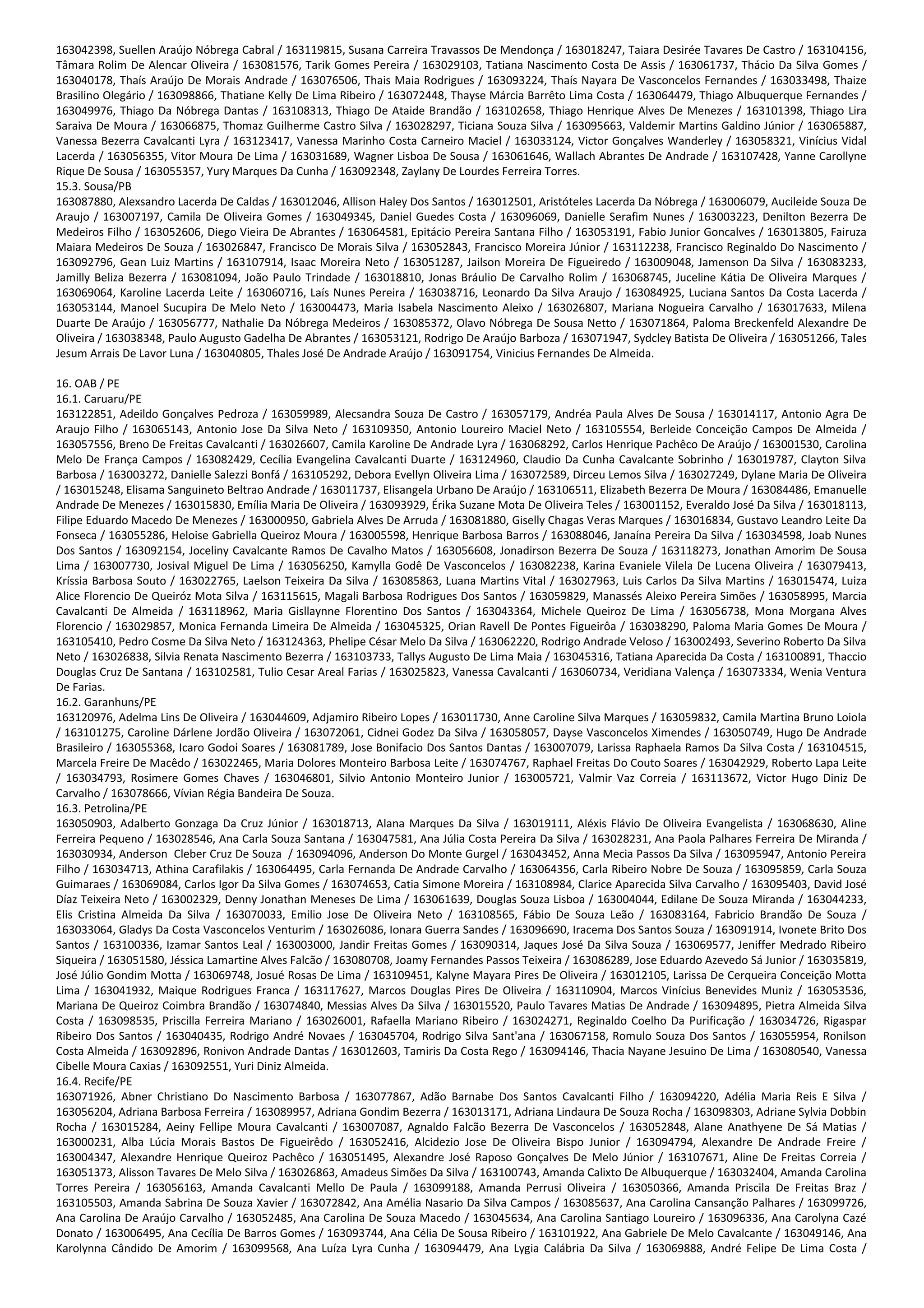 Resultado OAB - Pernambuco | PDF
