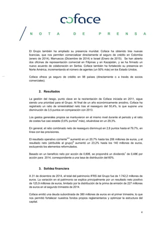 Resultados coface 2014 | PDF