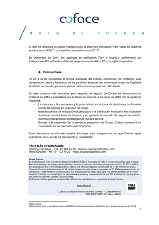 Resultados coface 2014 | PDF