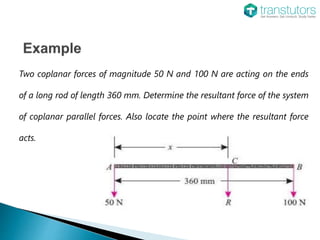 Resultant of Coplanar Parallel Forces | Mechanical Engineering | PPTX