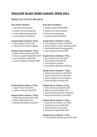 Resultat budo nord karate open 2011 | PDF | Free Download
