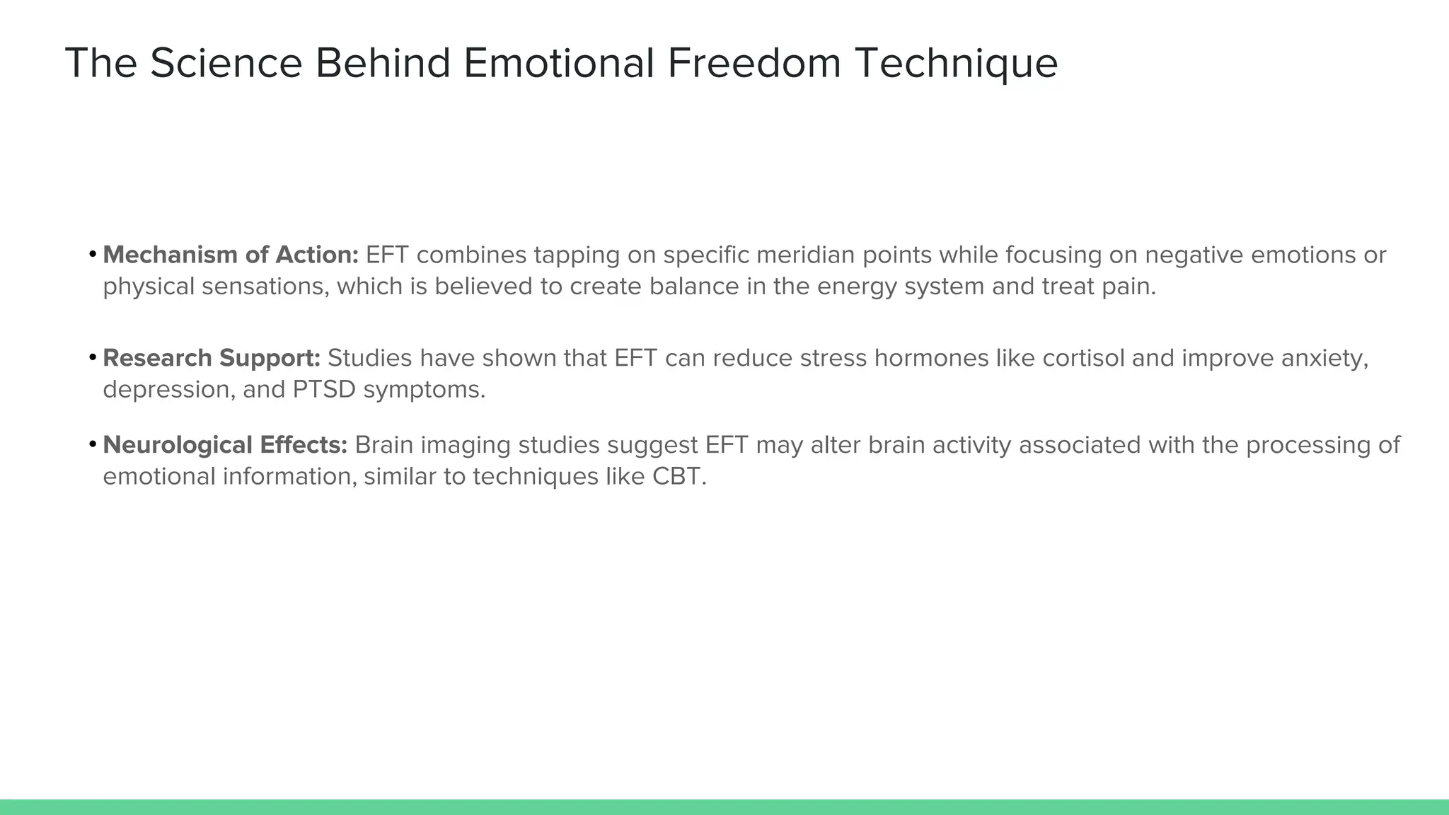 Emotional freedom Technique (EFT): Brief history and development | PPTX