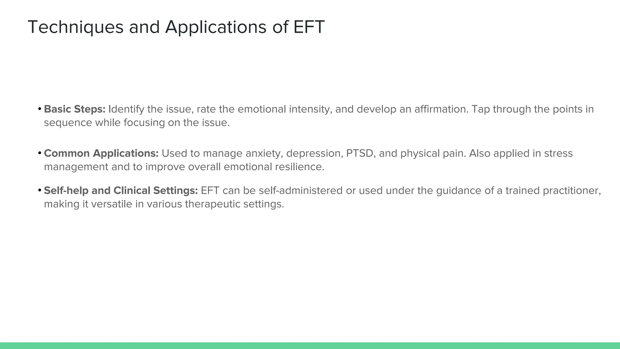 Emotional freedom Technique (EFT): Brief history and development | PPTX