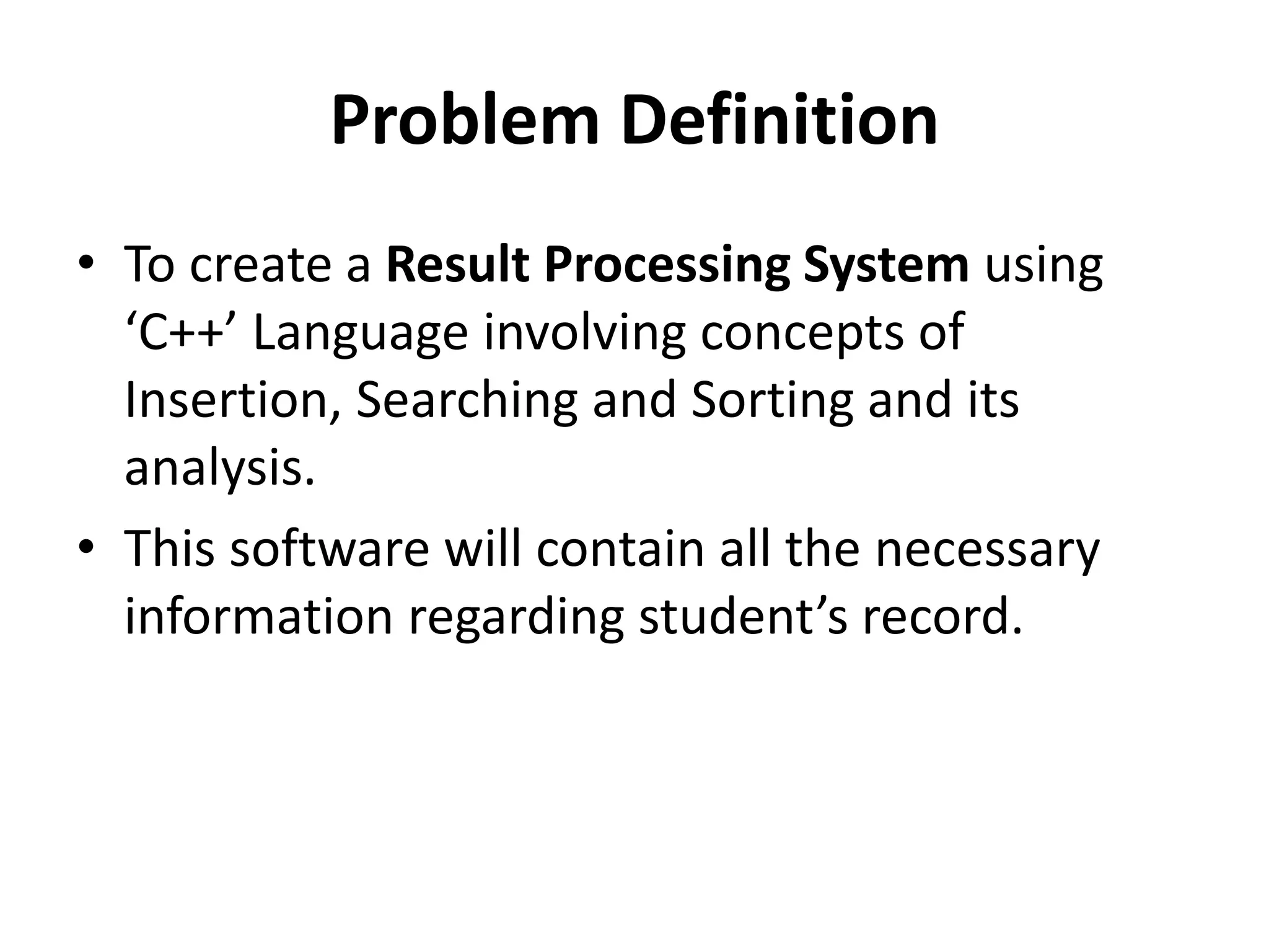 Result processing system (Project) | PPTX | Computer Software and ...