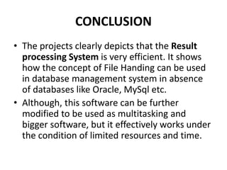 Result processing system (Project) | PPTX | Computer Software and ...