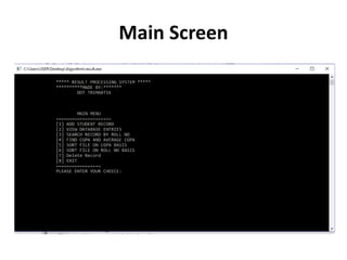 Result processing system (Project) | PPTX | Computer Software and Applications | Computing