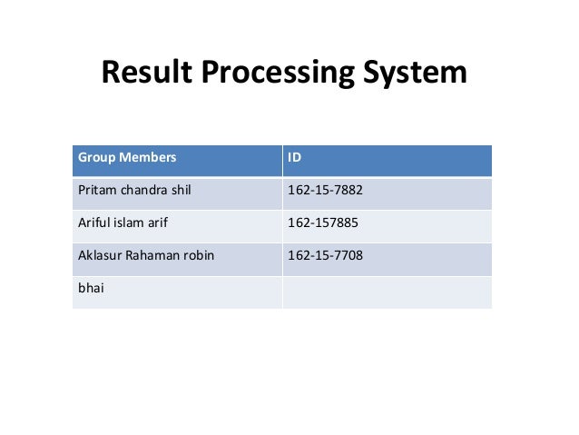 Result Processing System Project 4283