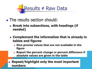 How to write a scientific research ( Results section)