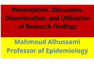Results and Discussion dissemination and utilization of research ...