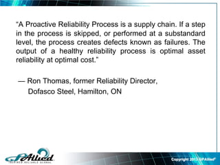 Results from Optimized Asset Reliability | PDF