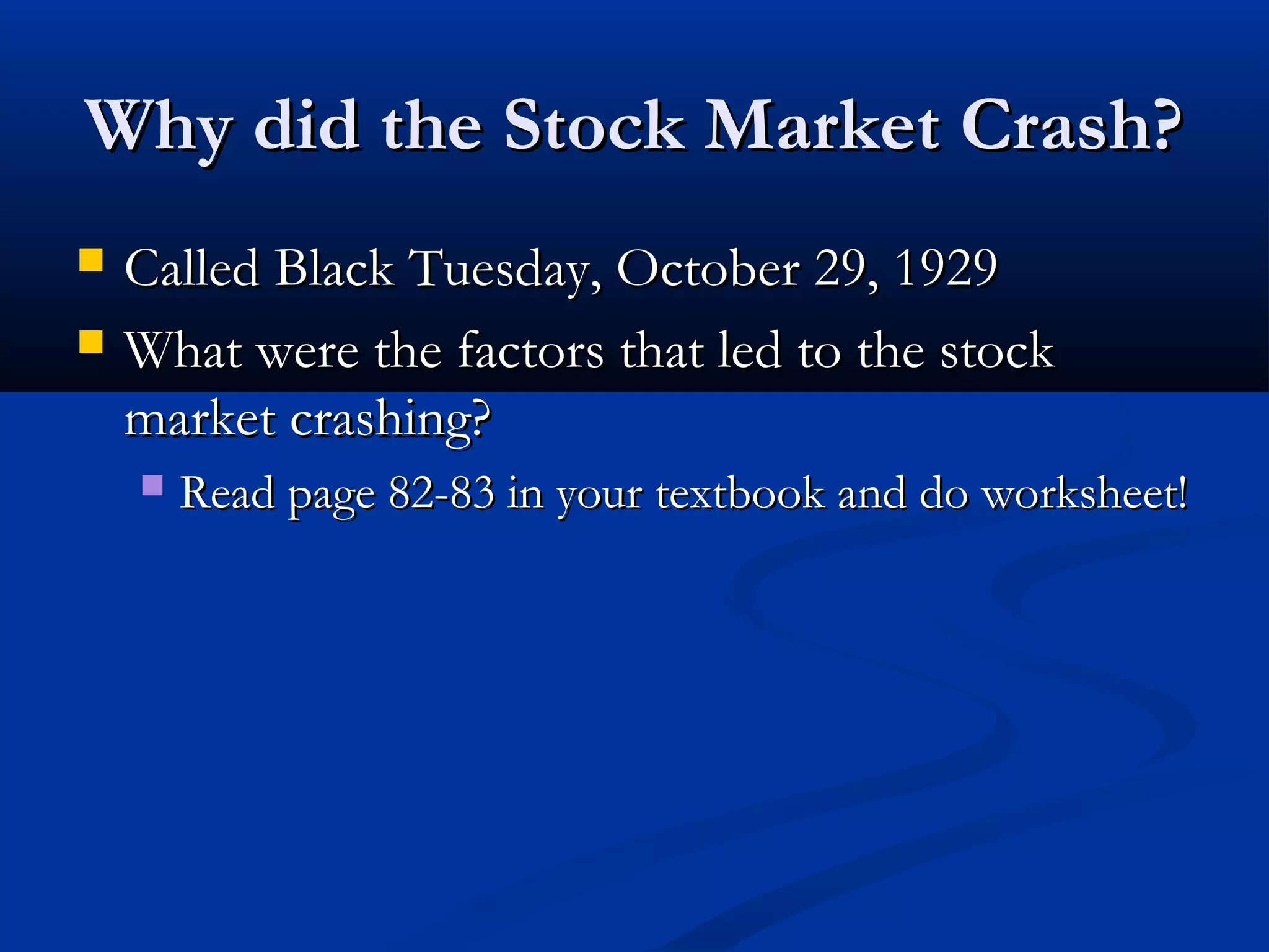 Results of stock market crash | PPT