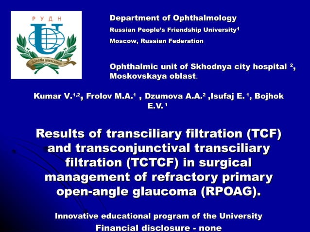 Results of tcf and tctcf in surgical management of rpoag 1 | PPT
