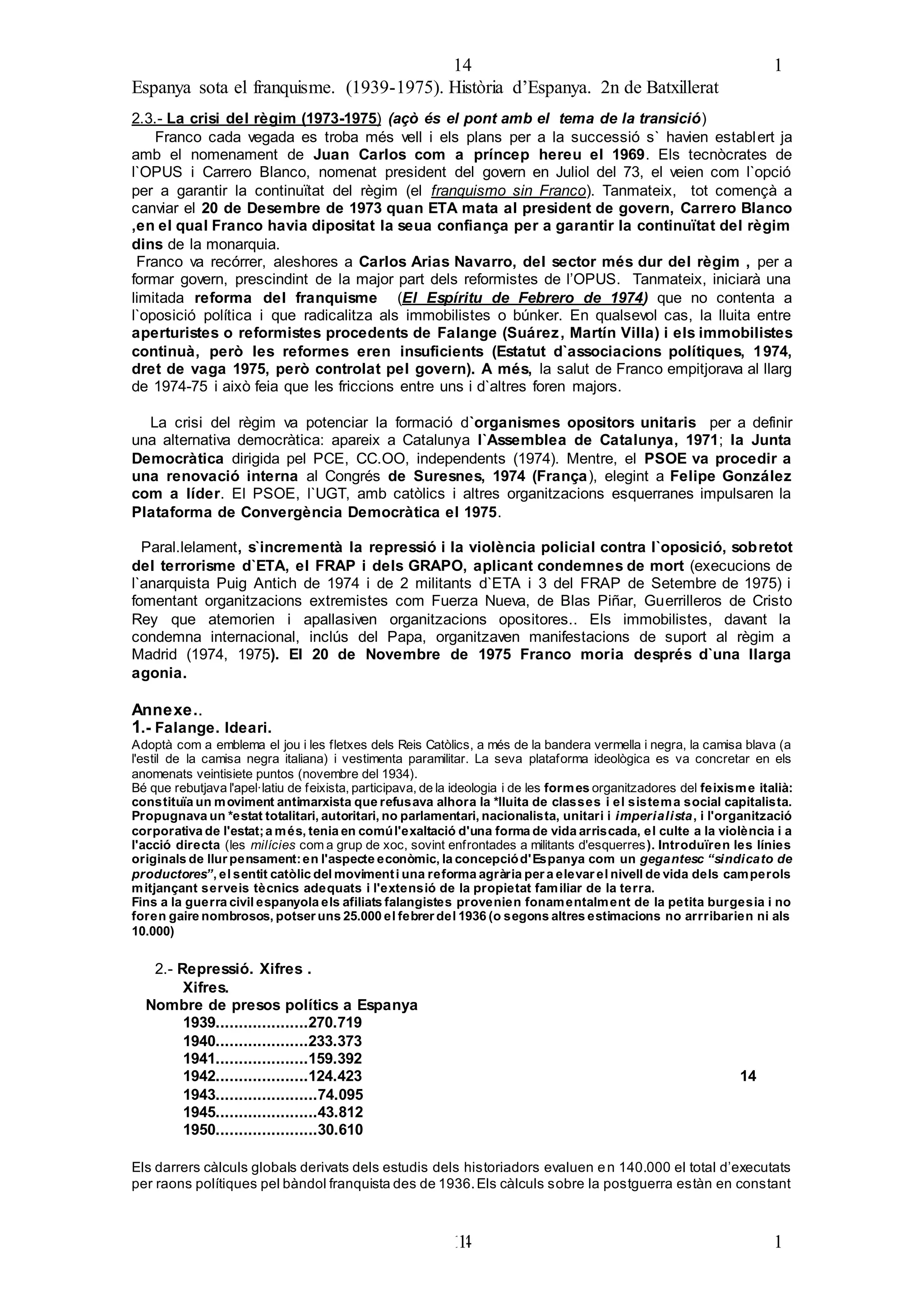 Resum del franquisme | PDF