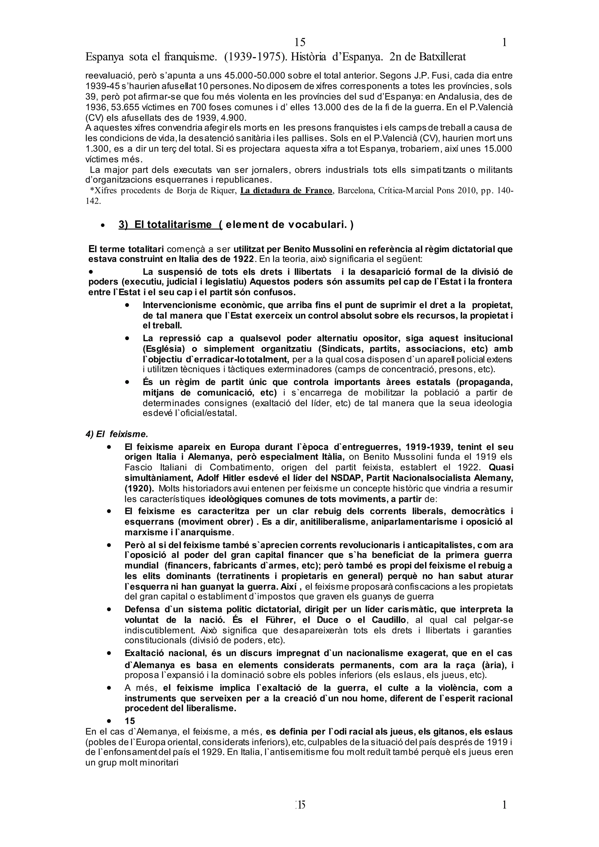 Resum del franquisme | PDF
