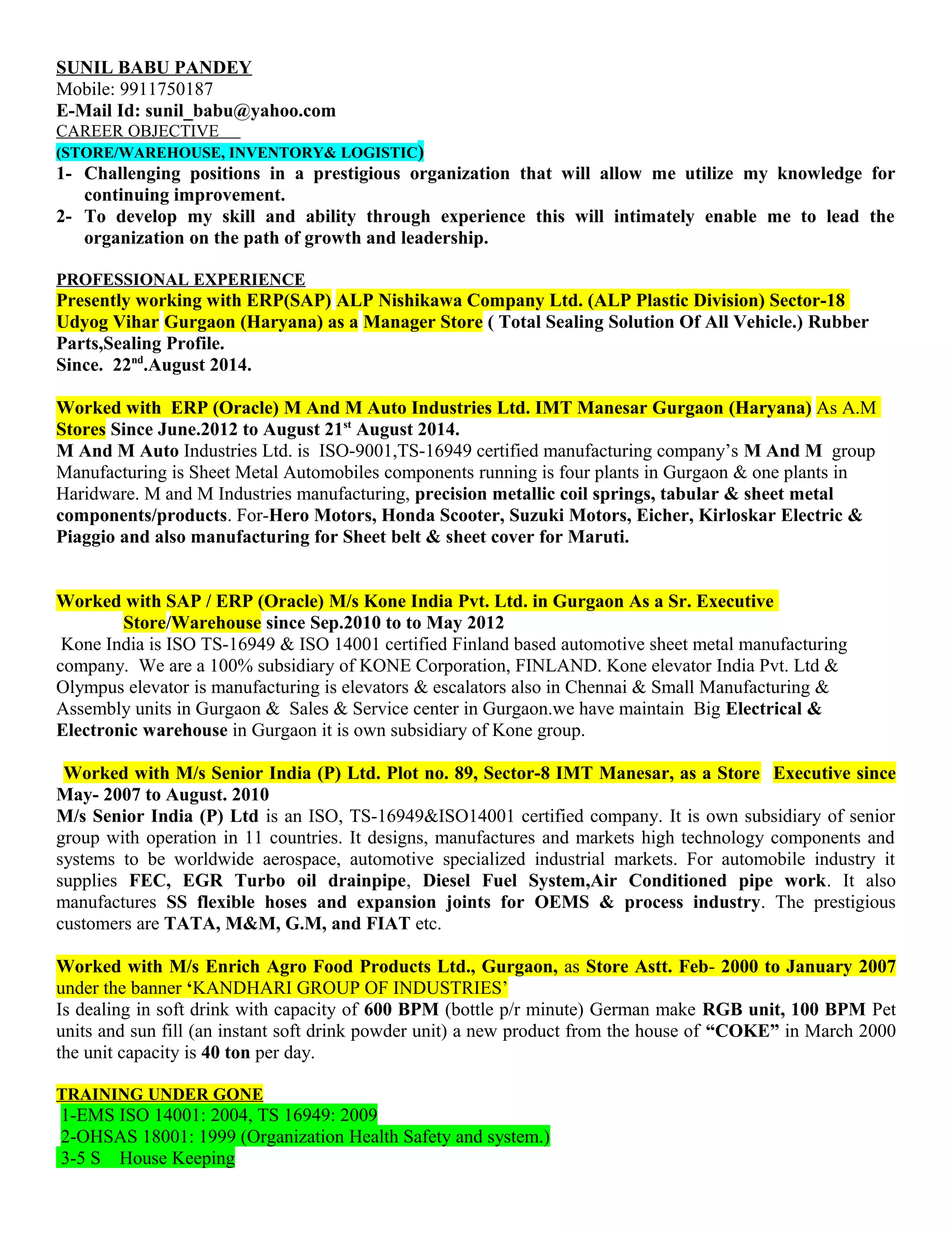 Resume for SCM | DOC