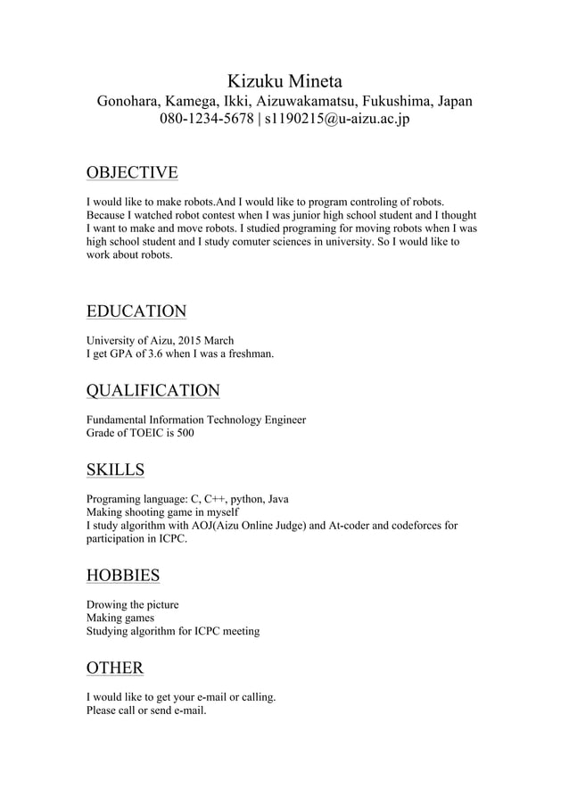 Resume | PDF | Robotics | Technology & Computing