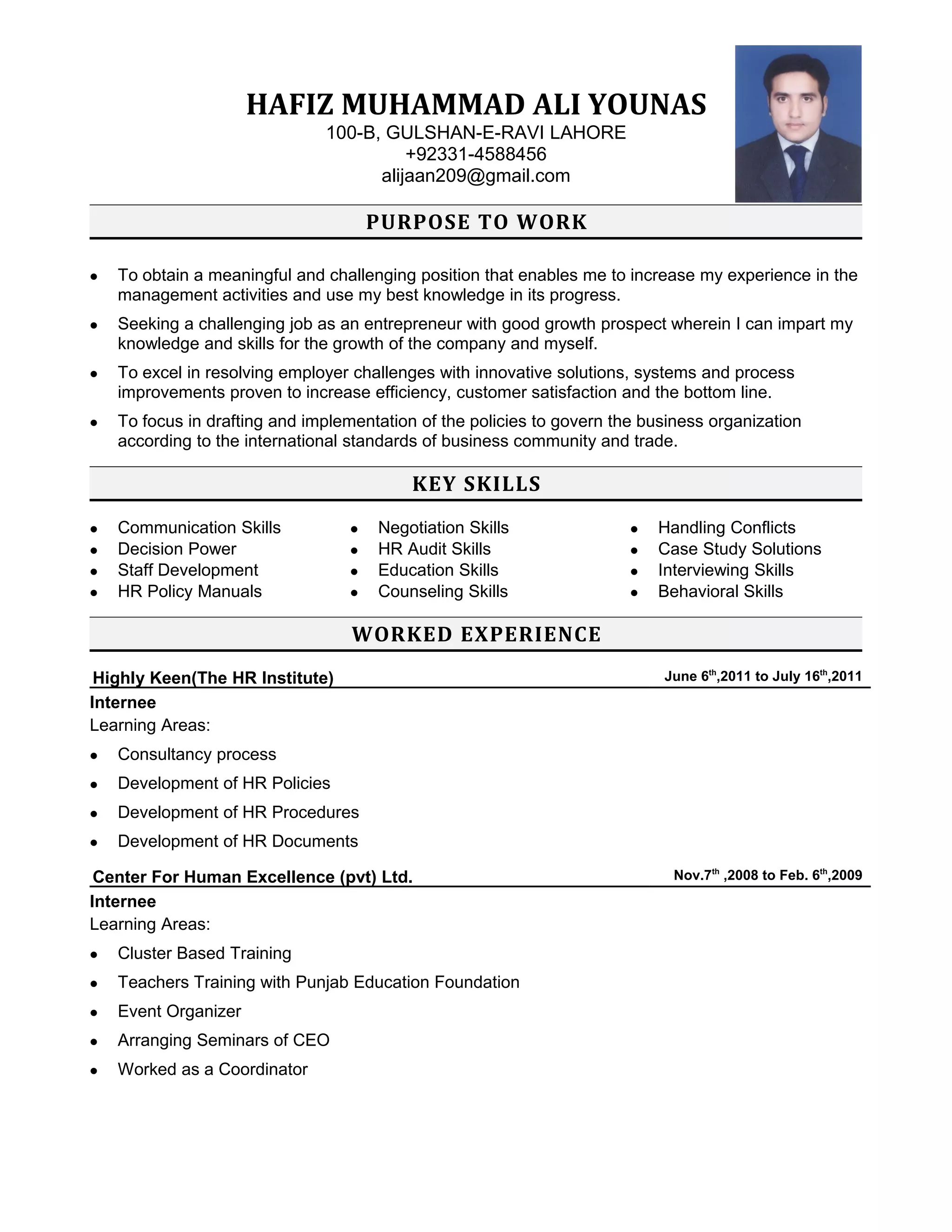 Resume | DOC | Human Resources | Business