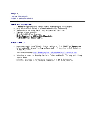 Resume | DOC | Operating Systems | Computer Software and Applications