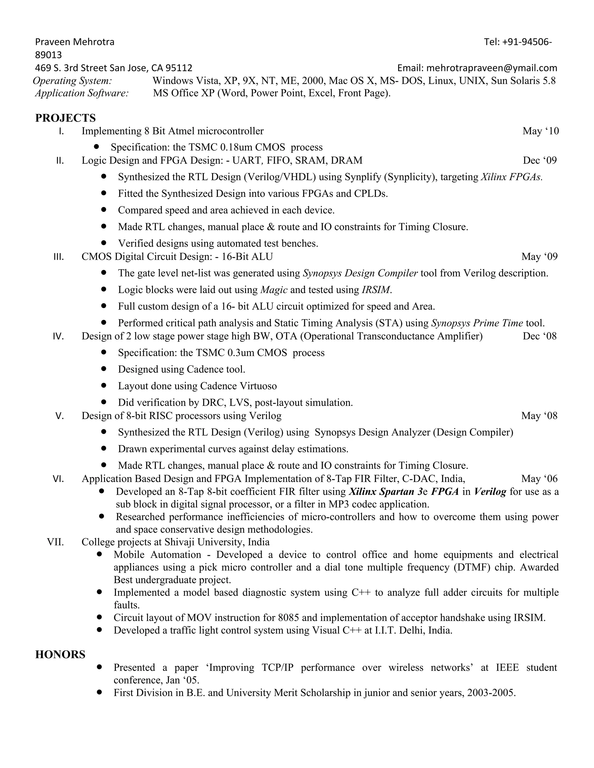 Resume | DOC | Programming Languages | Computing