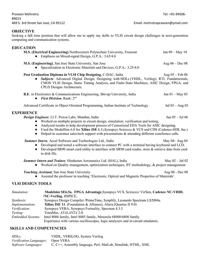 Resume | DOC | Programming Languages | Computing